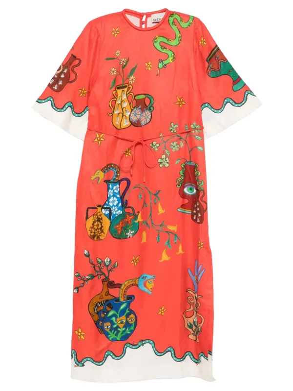 ALEMAIS Printed T-shirt Dress - Orange