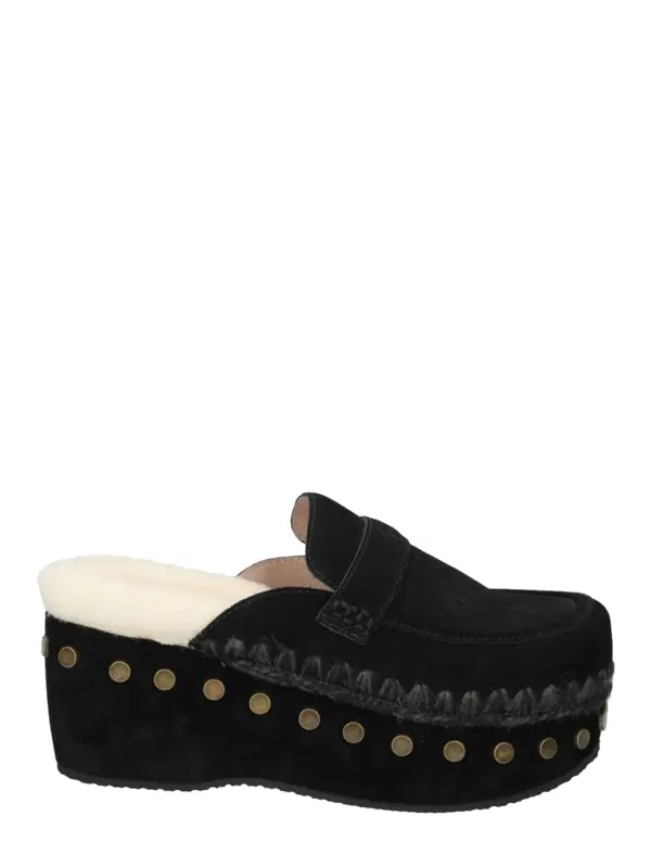 Mou 67mm Suede Clogs - Black