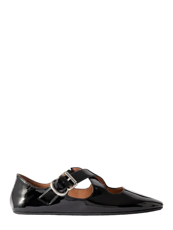 Alaïa Criss Cross Patent-leather Ballet Flats - Black