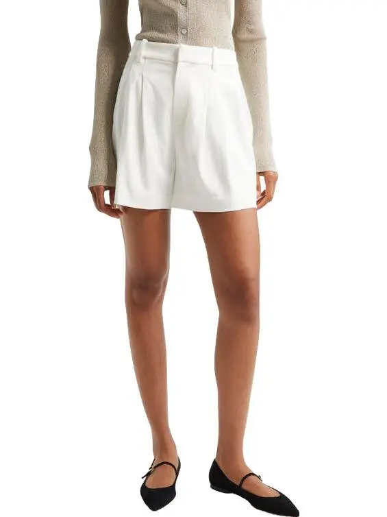 A.L.C. Charles Pleated High-waist Shorts - White