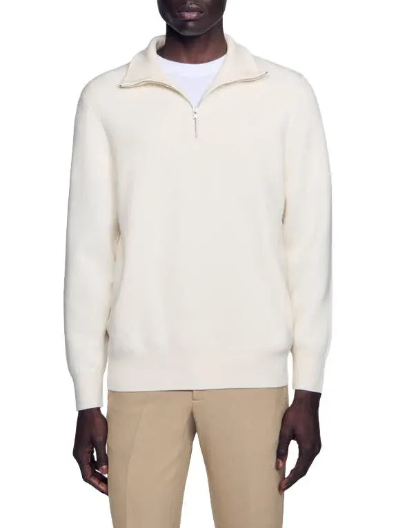 Sandro Milano Knit Half-zip Jumper - Ecru