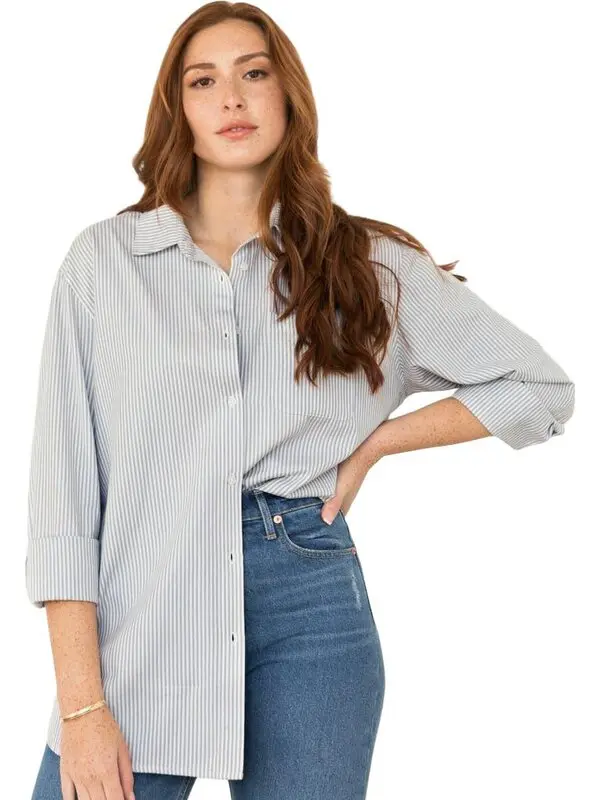 ABLE Harris Oversized Button-down Shirt - Blue/white Stripe
