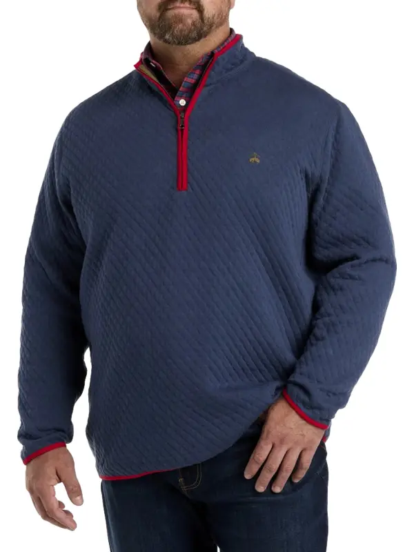 Brooks Brothers Big & Tall Quilted Half-zip Pullover - Navy Olive