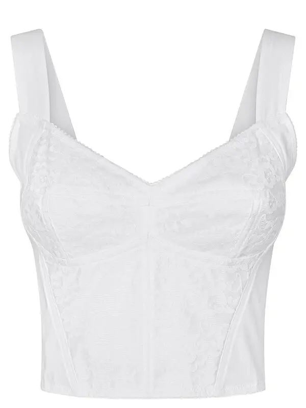 Dolce & Gabbana Lace And Jacquard Shaper Corset Bustier - White