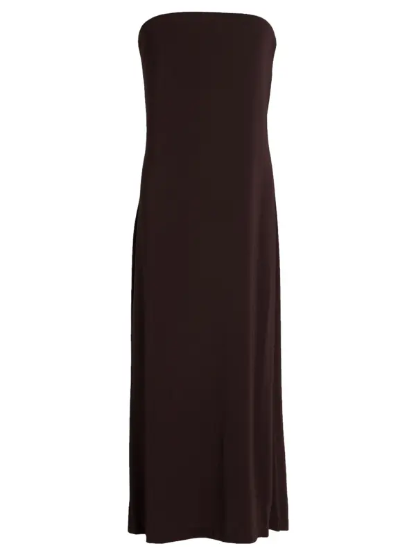 Tibi Harlow Strapless Jersey Midi Dress - Dark Brown