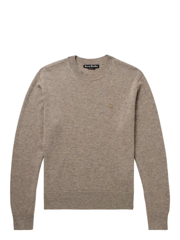 Acne Studios Kalas Logo Wool-yak Blend Sweater - Neutrals