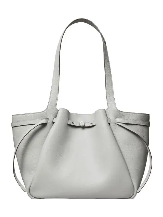 Tory Burch Leather Romy Tote - Light Granite