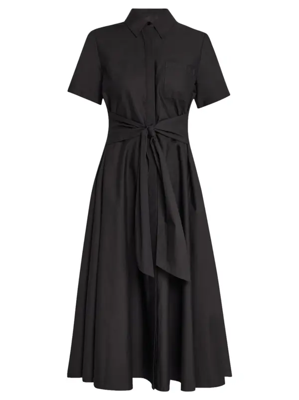 TOCCIN Megan Tie-front Midi Shirtdress - Jet