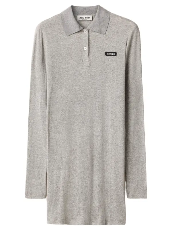 Miu Miu Ribbed Jersey Mini Dress - Grey