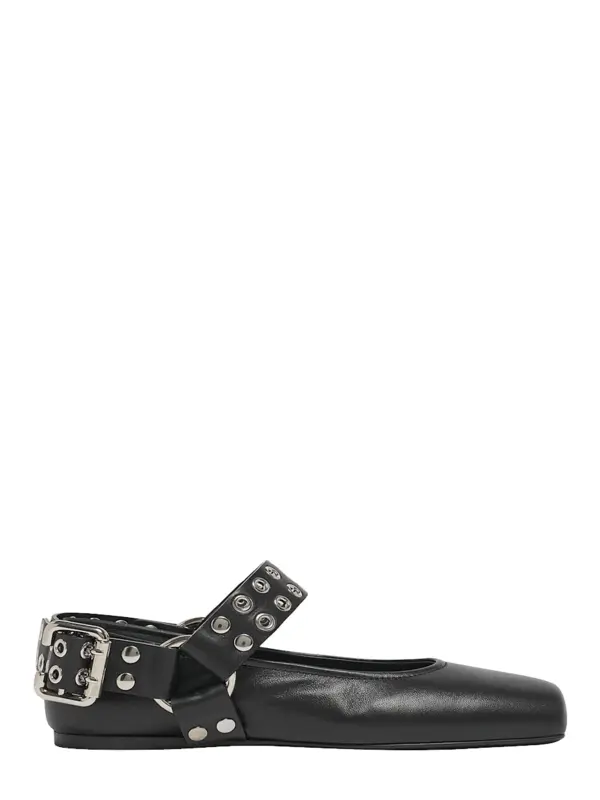 Alaïa Leather Grommet Ballerina Flats - Noir