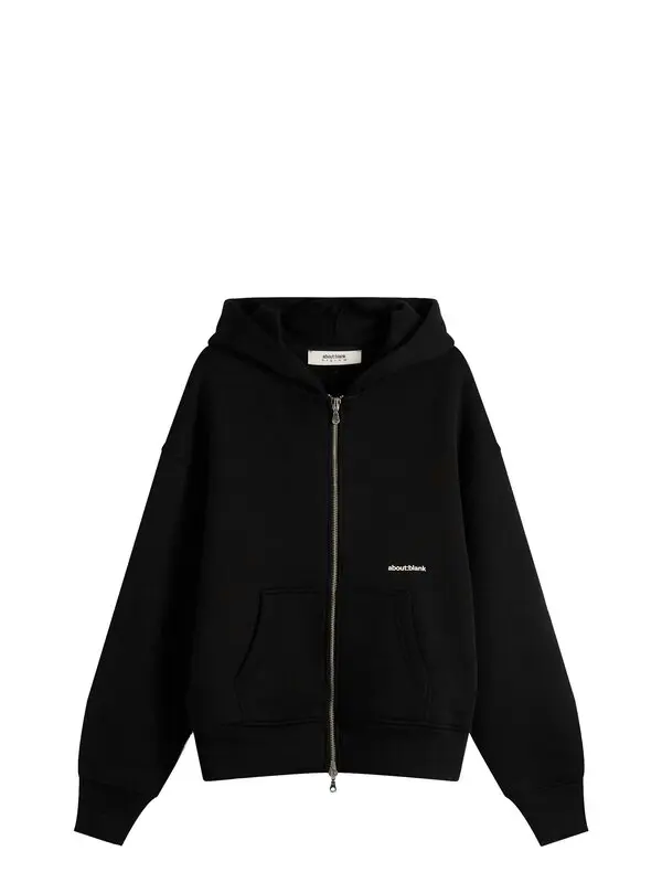 ABOUT:BLANK Box Logo Zip Hoodie - Black/ecru