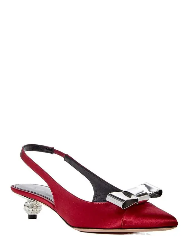 Giambattista Valli Slingback Pointed Toe Bow Heels - Ruby/silver
