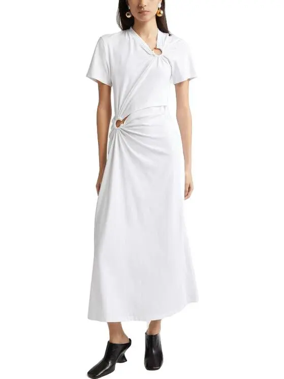 Rabanne Ring Pierced Jersey Dress - White
