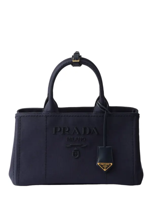 Prada Jardinière Large Cotton Canvas Handbag - Baltic Blue