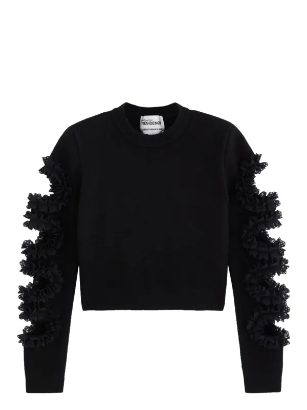 SELF-PORTRAIT X Christopher Kane Lace-trimmed Jumper - Black