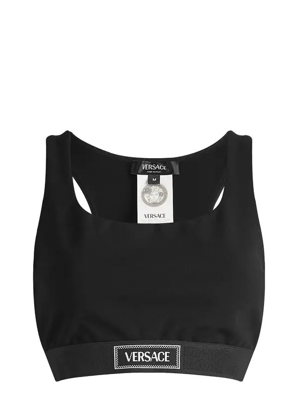 Versace Box Logo Sports Crop Top - Black