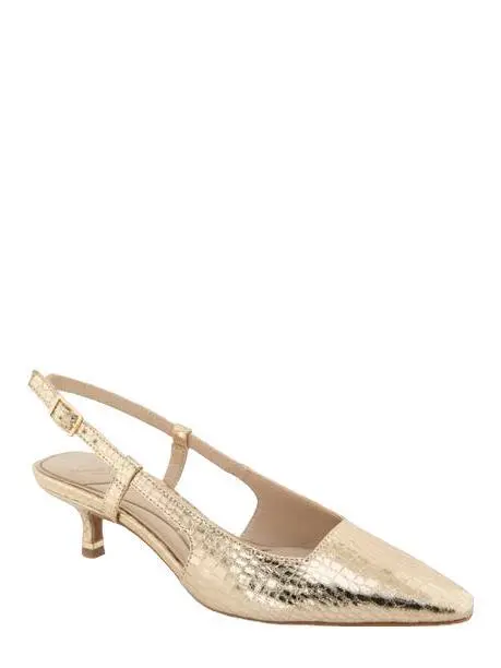 KENNETH COLE Snakeskin Embossed Slingback Pumps - Soft Gold
