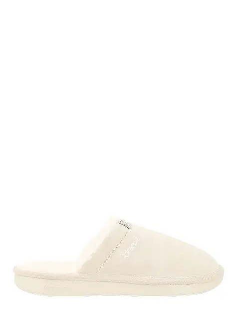 BRUNCH Suede Shearling Slippers - Beige