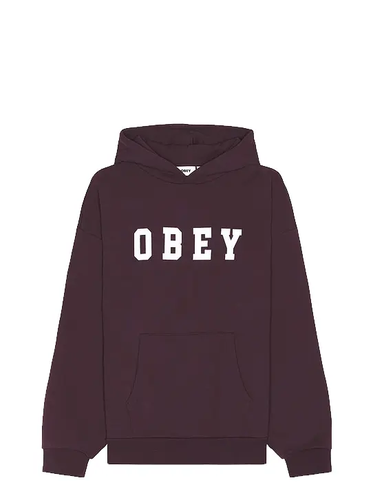 Obey Felt Extra Heavy Hoodie - Plum Perfect