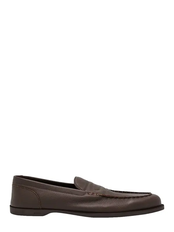 John Lobb Pace Grained Leather Penny Loafers - Dark Brown