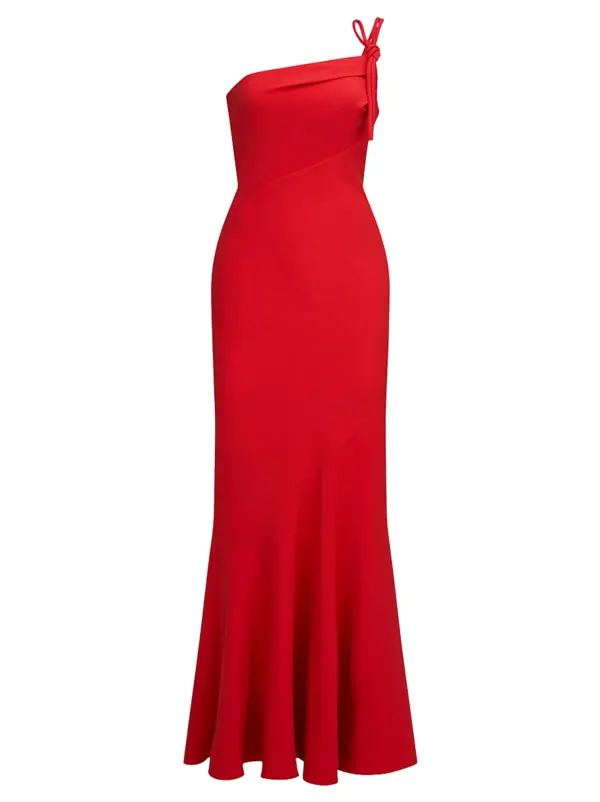 Halston Sybil One-shoulder Column Gown - Flame