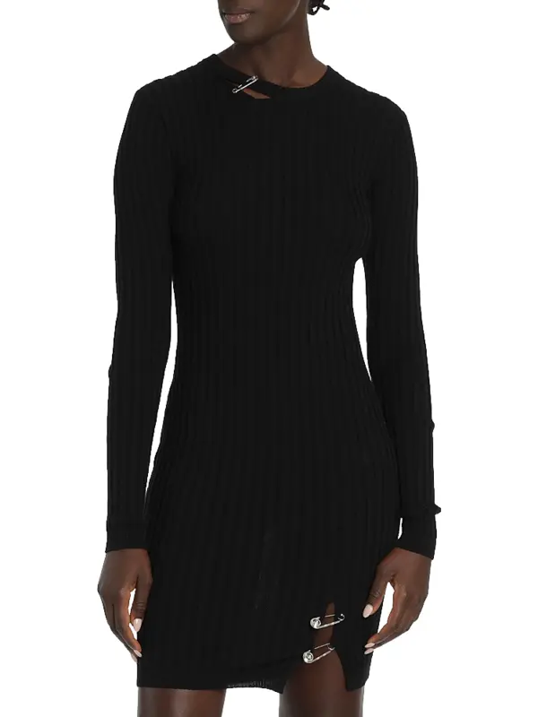 Versace Knit Wool Blend Dress - Black