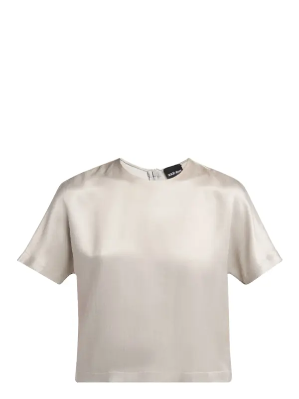 Giorgio Armani Cupro Short-sleeve Blouse - Silver