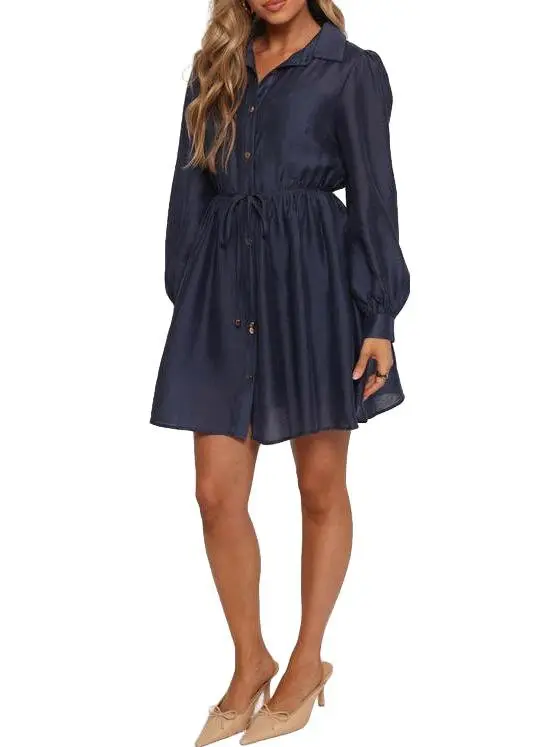 PETAL & PUP Everett Long Sleeve Mini Dress - Navy