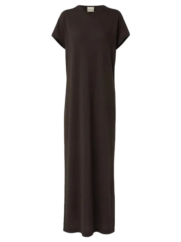 Khaite Verda Cotton-blend Jersey Maxi Dress - Brown