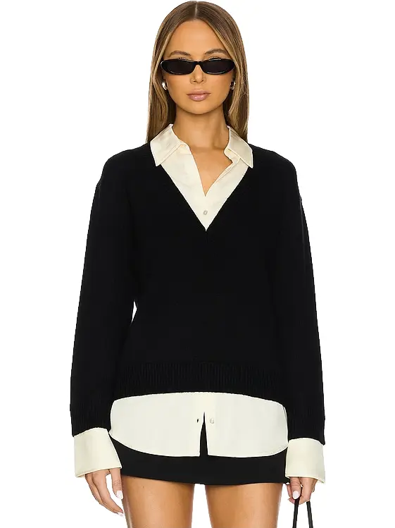 Astr The Label Jianna Layered Pullover - Black Cream