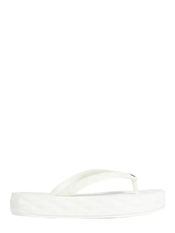 JIMMY CHOO Diamond Embossed Platform Flip Flops - White