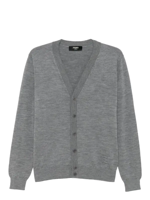 Fendi Embossed-logo Cardigan - Grey