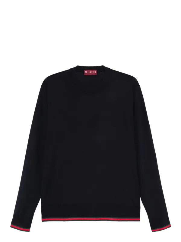 Gucci Web-trim Wool Sweater - Blue