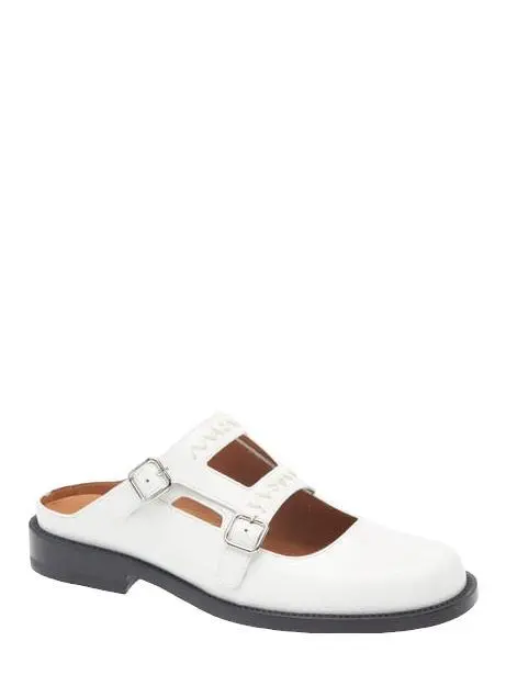 Marni Logo Embroidered Sabot Mule - White