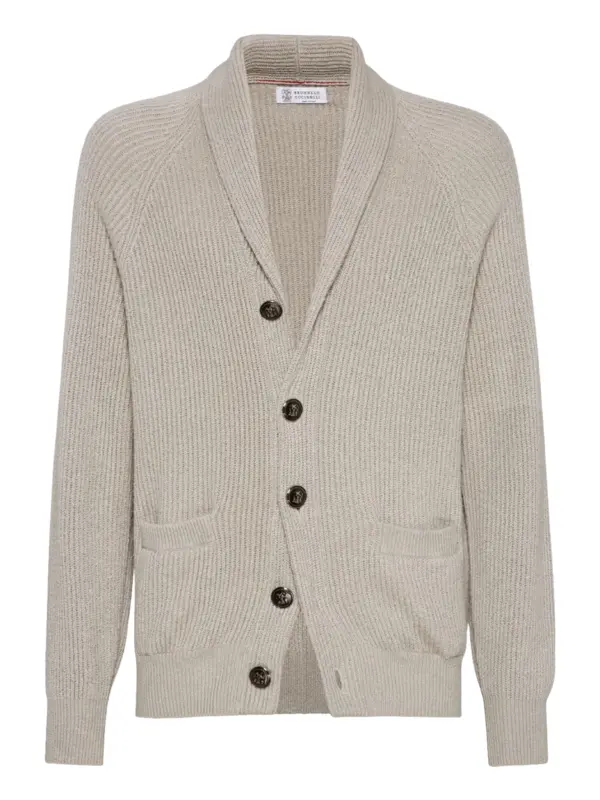 Brunello Cucinelli Ribbed Knit Cardigan - Neutrals