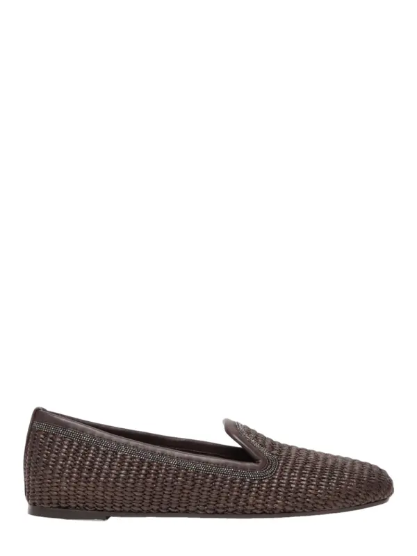 Brunello Cucinelli Interwoven Slippers - Brown