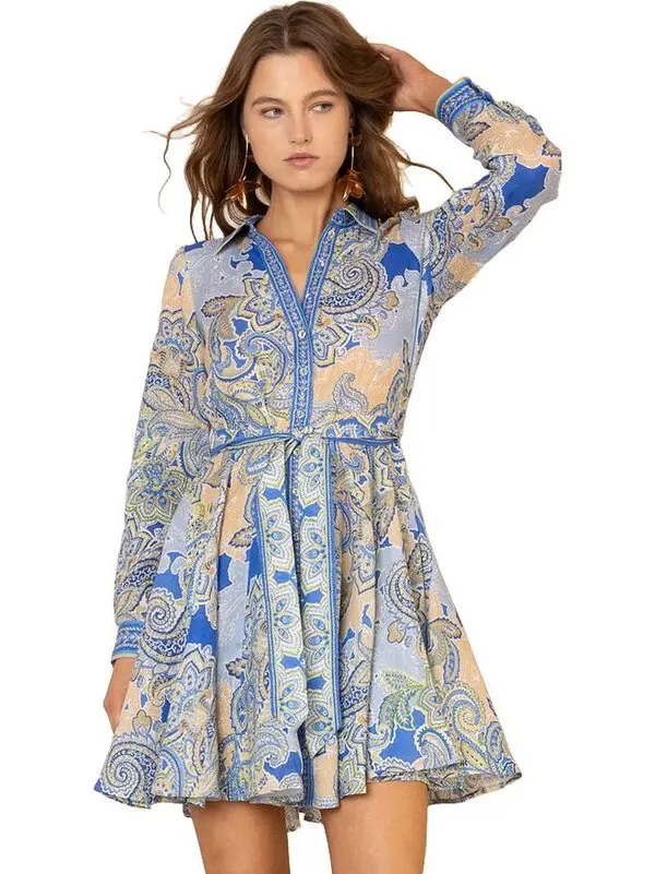 Hale Bob Clementine Linen Maxi Dress - Blue