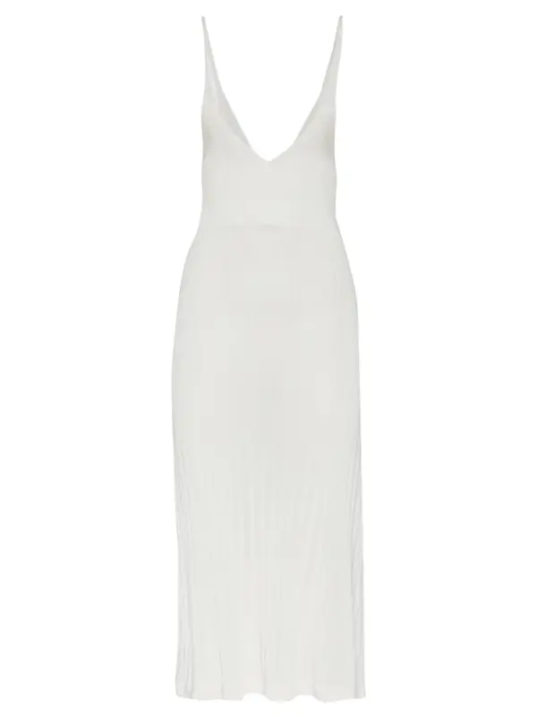 Dsquared2 Ribbed Knit Midi Dress - White