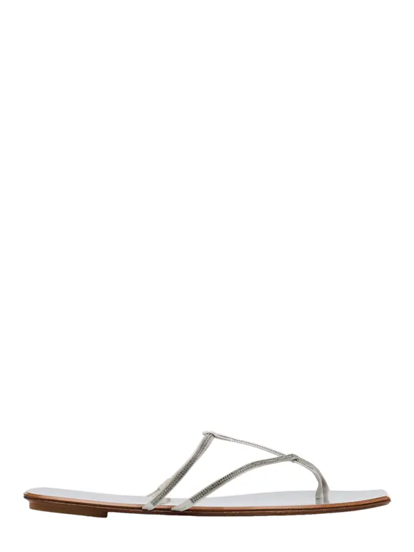PEDRO GARCIA Embellished T-strap Sandals - Pearl