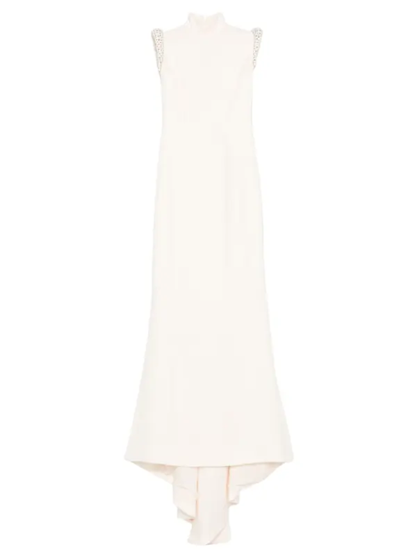 JEAN-LOUIS SABAJI Crystal-embellished Crepe Dress - White