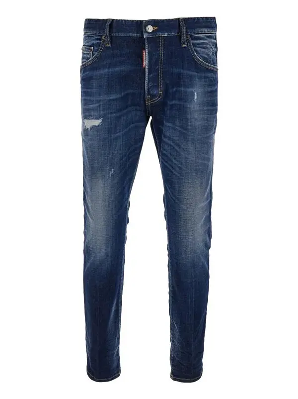 Dsquared2 Fitted Jeans With Logo Patch - Blue