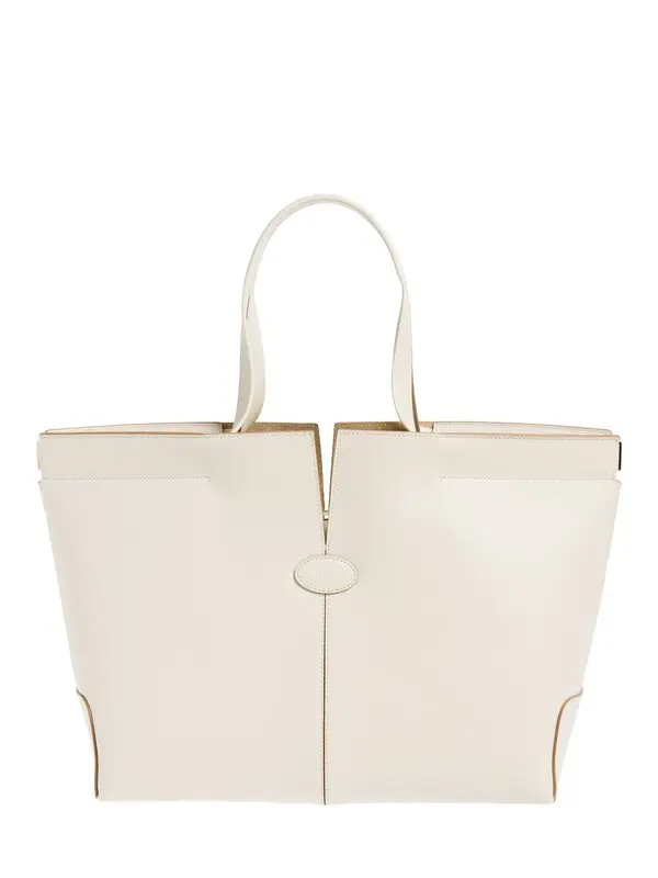TOD'S Di Bag Folio Leather Shopper - Bianco Calce