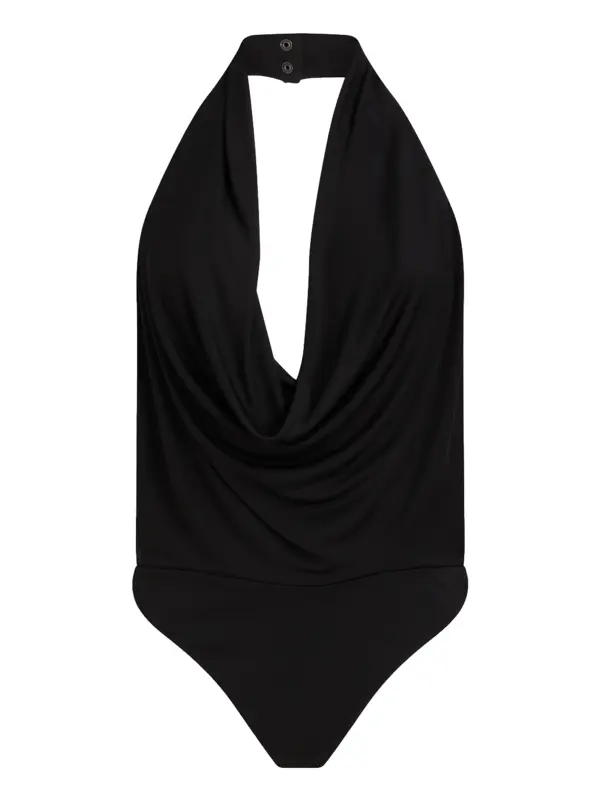 Alice + Olivia Draped Stretch-jersey Halterneck Bodysuit - Black