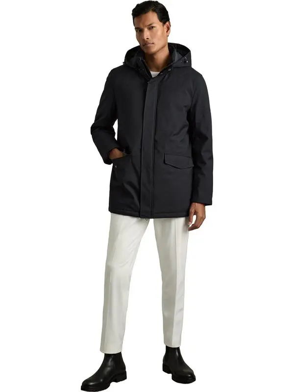REISS Lucan Hooded Padded Jacket - Navy