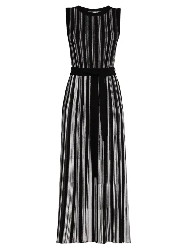 Misook Belted Maxi Dress - Black/white