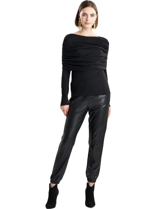 Natori Layered Ruched Top - Black