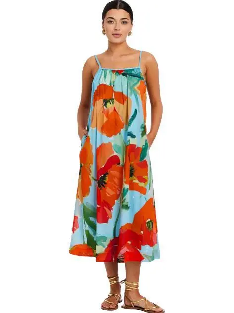 Mestiza New York Solenn Strappy Midi Dress - Orange
