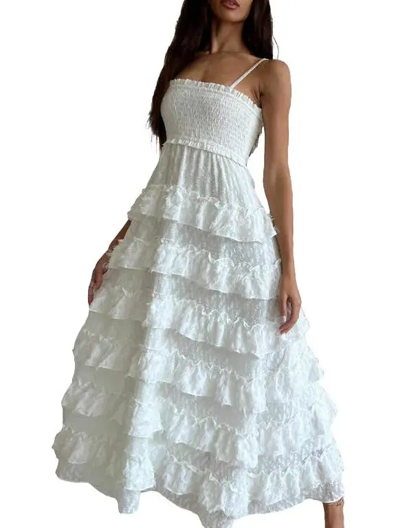 BTB LOS ANGELES Paris Ruffle Dress - Dove
