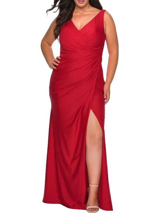 LABOMME Sequin Off-the-shoulder Dress - Red