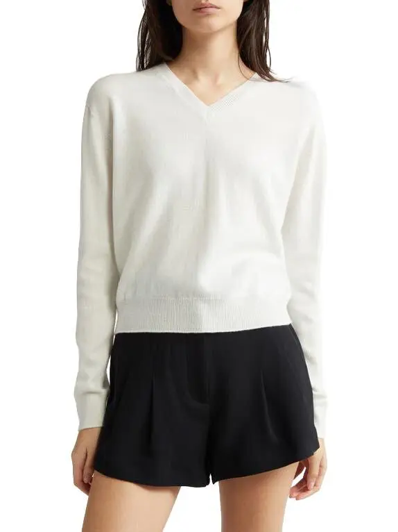 Johnstons Of Elgin Classic Cashmere V-neck Sweater - Zinc White